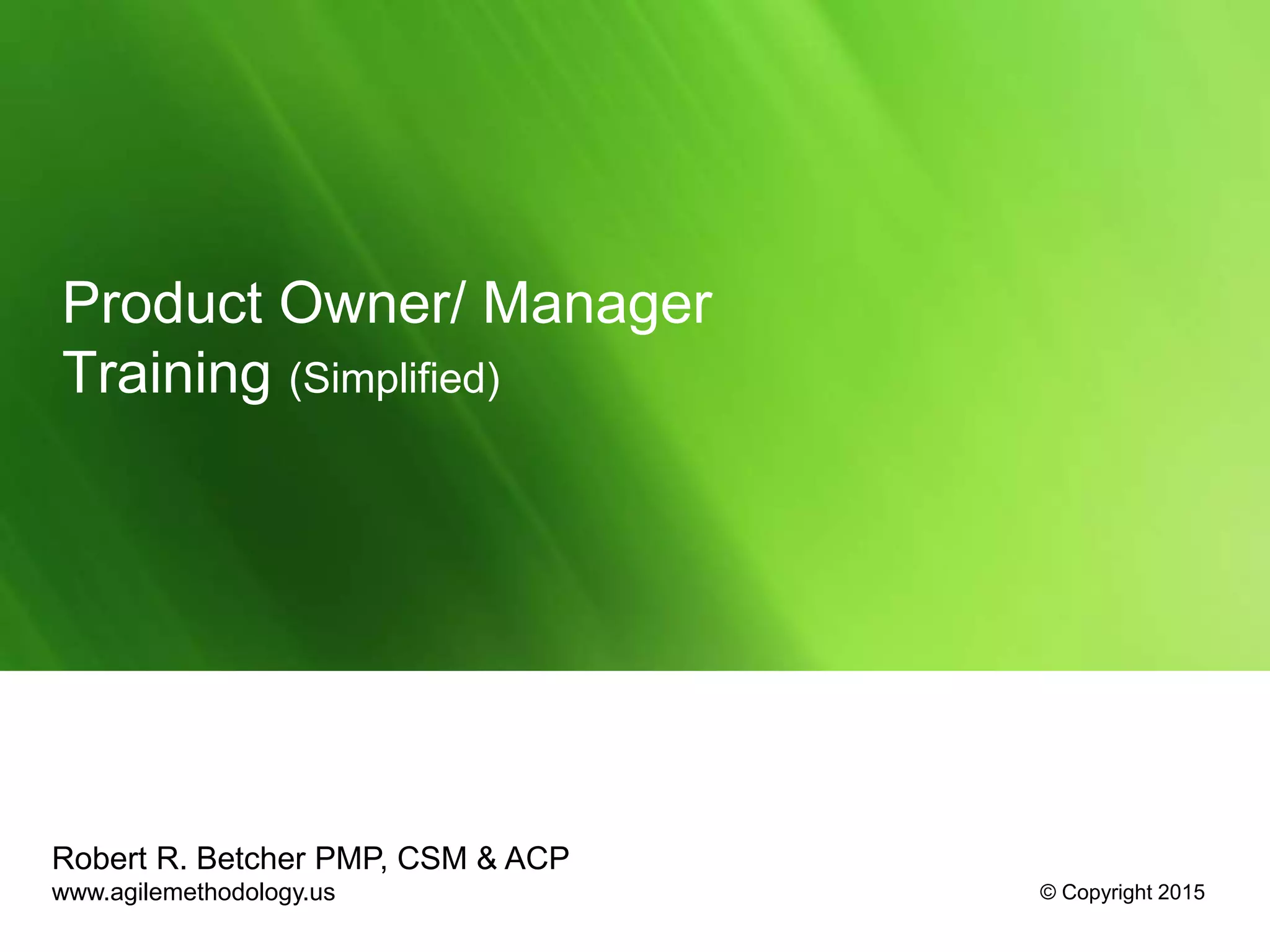 Product Owner & Product Manager Training | PPT