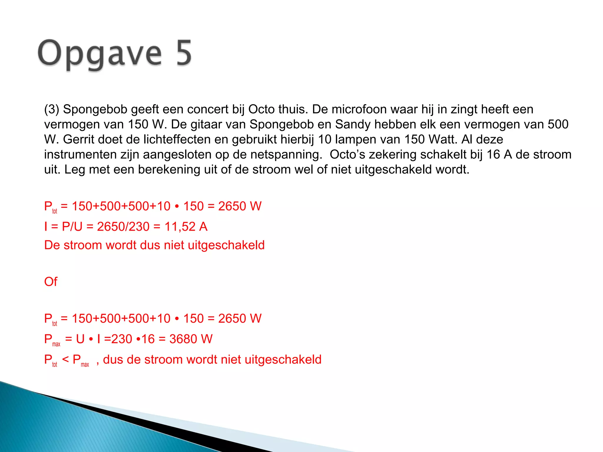 Proefwerk elektriciteit powerpoint uitwerkingen versie simpel | PPT ...