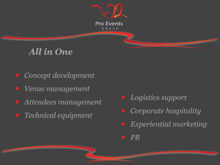 Pro Events Group corporate presentation in English | PPT