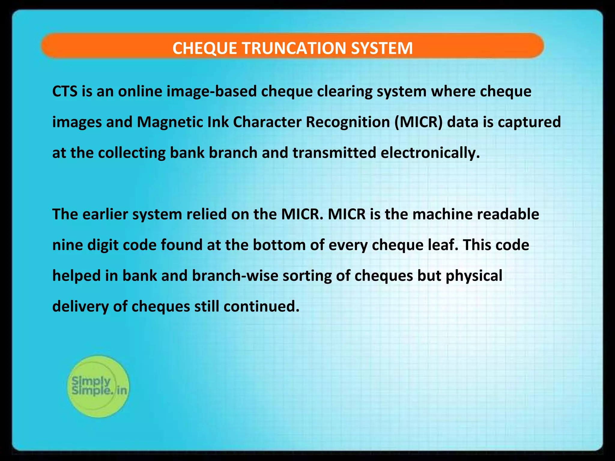 Understanding Cheque Truncation System (CTS) | PPS | Stocks and Bonds ...