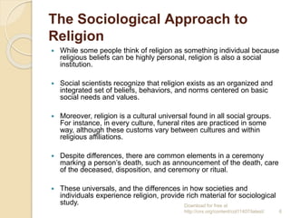 Prof.dr. halit hami öz sociology-chapter 15-religion | PPTX