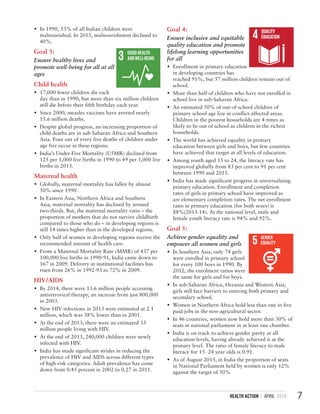 Health Action Sustainable Development Goals April 2019. ISSN: 0970-471X ...
