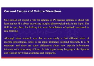 Processing Instruction By: Prof. Bill VanPatten | PDF