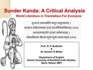 Prof. OP Budhoila & Dr NK Mehta: Sunder Kanda | PPT