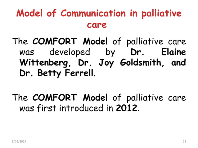 Communication in palliative care and Skill | PPTX | Medical Health
