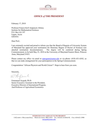 University of Maryland honours Professor F. K. A. Allotey of Africa ...
