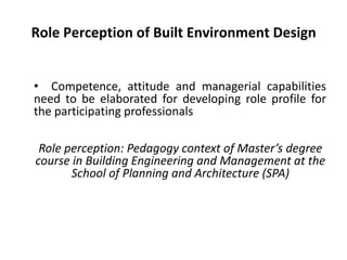 Issues of Sustainable Built Environment: Context, Evolution and ...
