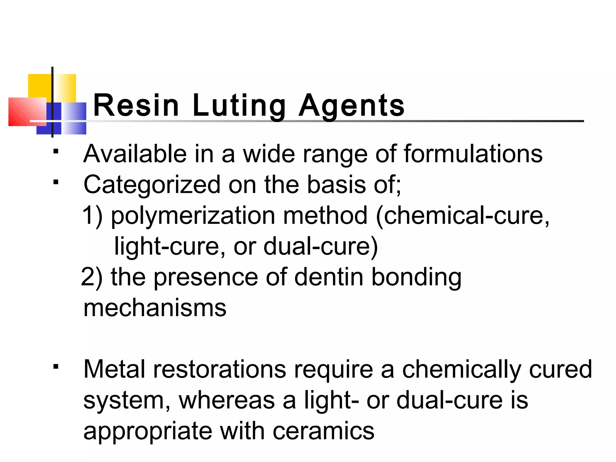 Luting agents and cementation | PPT