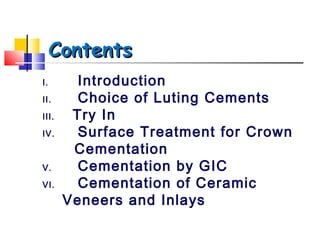 Luting agents and cementation | PPT