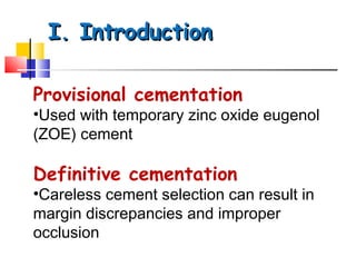 Luting agents and cementation | PPT