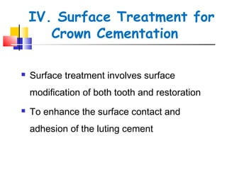Luting agents and cementation | PPT