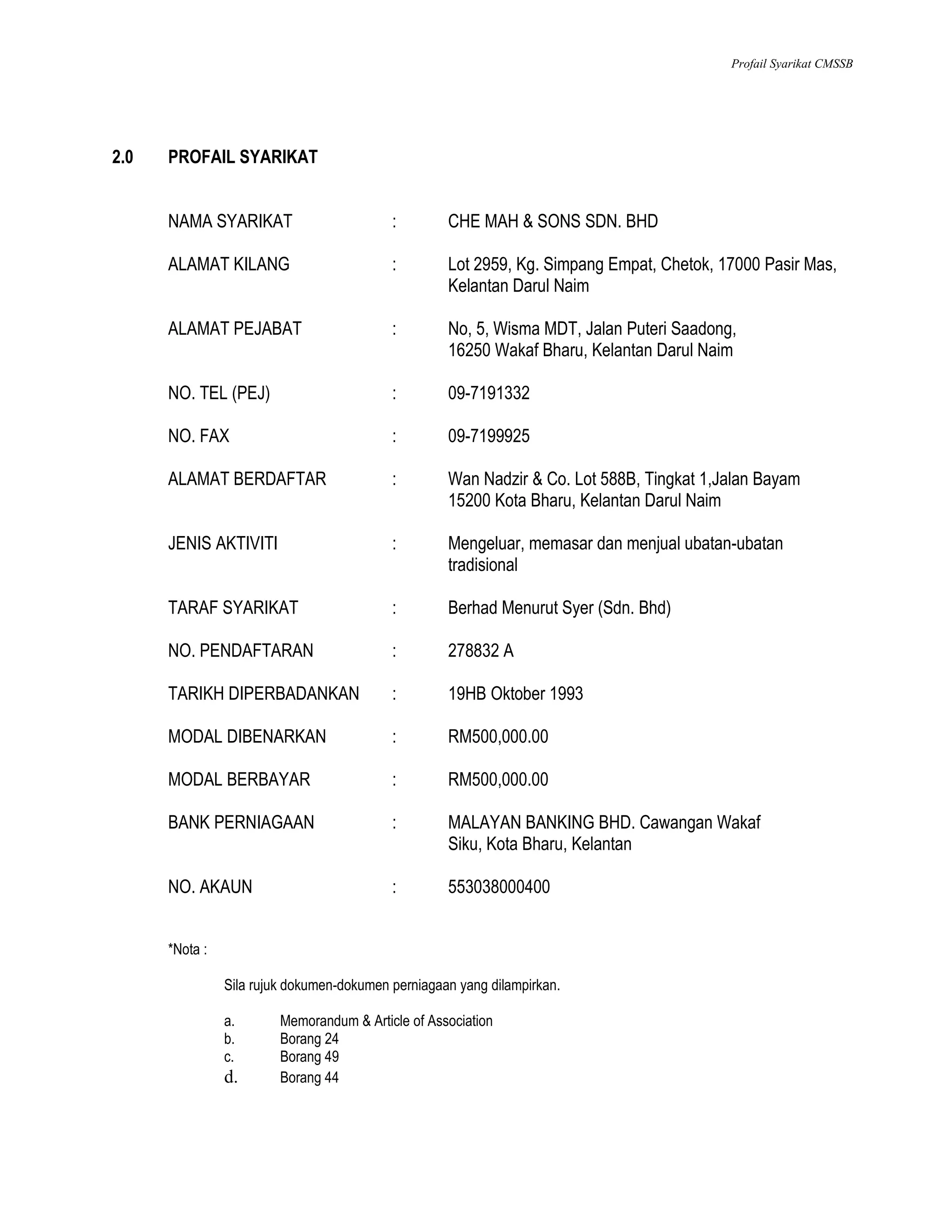 Profail syarikat | DOC