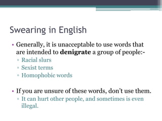 Profanity - Why do we swear? | PPTX