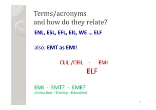 EMI and CLIL and ELF: how do they relate? | PDF