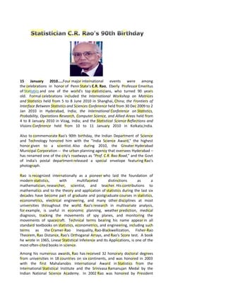 Prof cr rao lecture | PDF