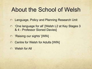 Welsh Language Policy and Multicultural Wales by Professor Diarmait Mac ...