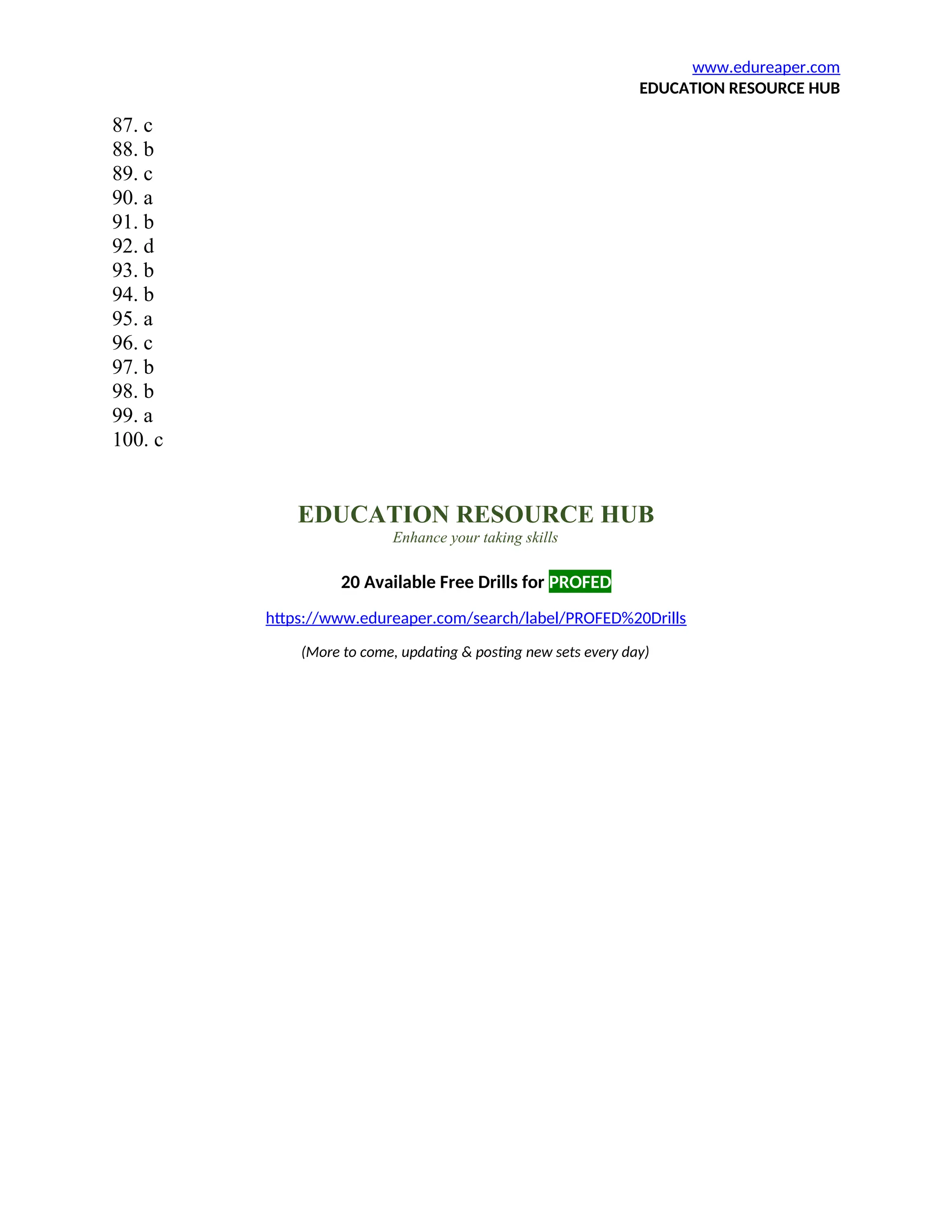 PROF.ED 100 Questions with Answer Key | 2025 - 2026 | www.edureaper.com