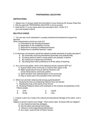 ProfEd Drills | DOC | Educational Assessment | Education