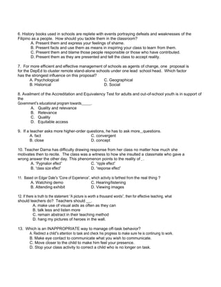 ProfEd Drills | DOC | Educational Assessment | Education