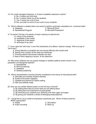 ProfEd Drills | DOC | Educational Assessment | Education