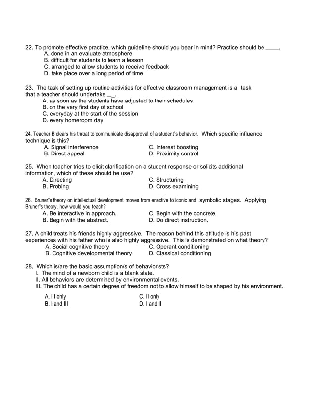 ProfEd Drills | DOC | Educational Assessment | Education