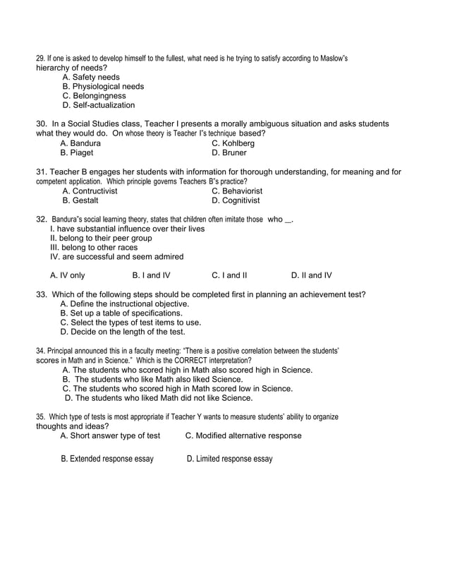 ProfEd Drills | DOC | Educational Assessment | Education