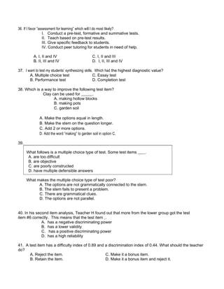 ProfEd Drills | DOC | Educational Assessment | Education