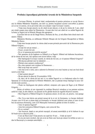 Profeţii despre România - Profeţiile (Apocalipsa) părintelui Arsenie | PDF