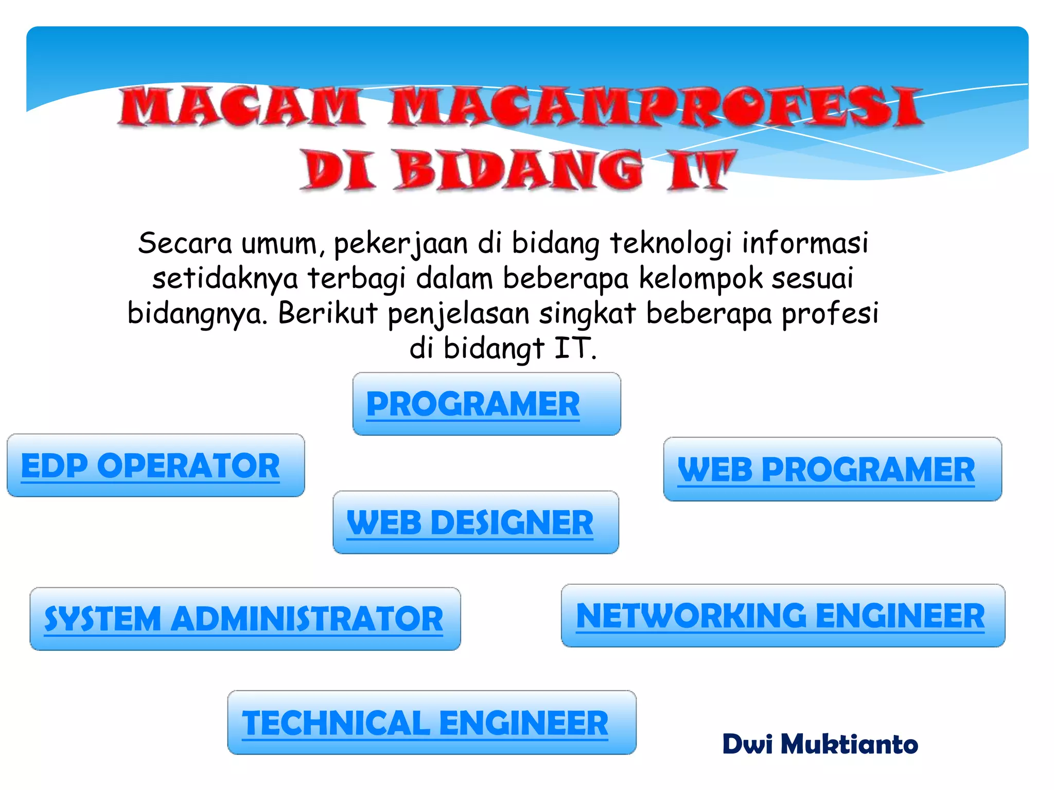 Profesi Dalam Bidang IT | PPTX