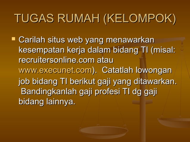 Profesi dan perencanaan karir dalam bidang teknologi informasi | PPT