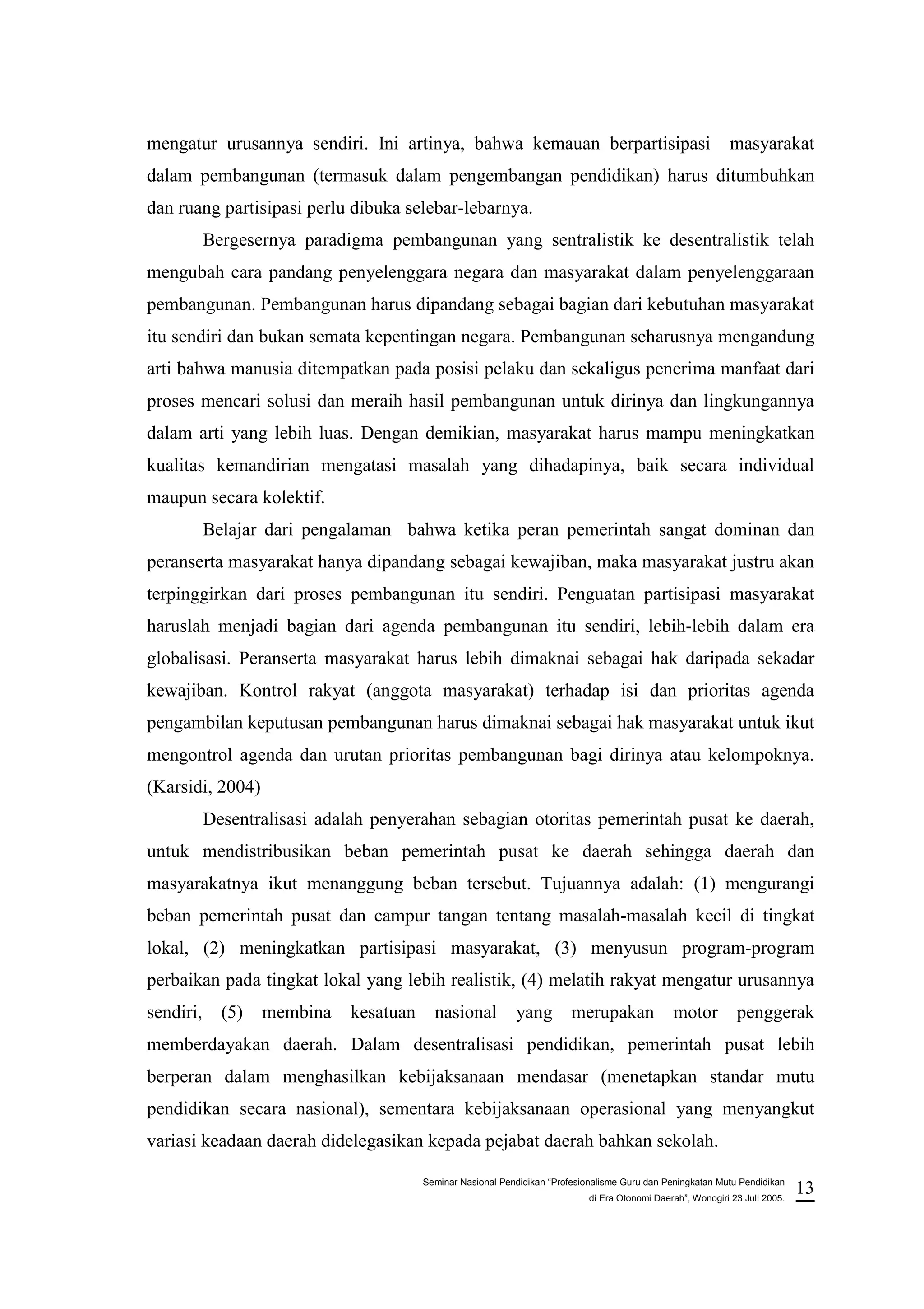 Profesional guru dalam peningkatan mutu kependidikan | PDF