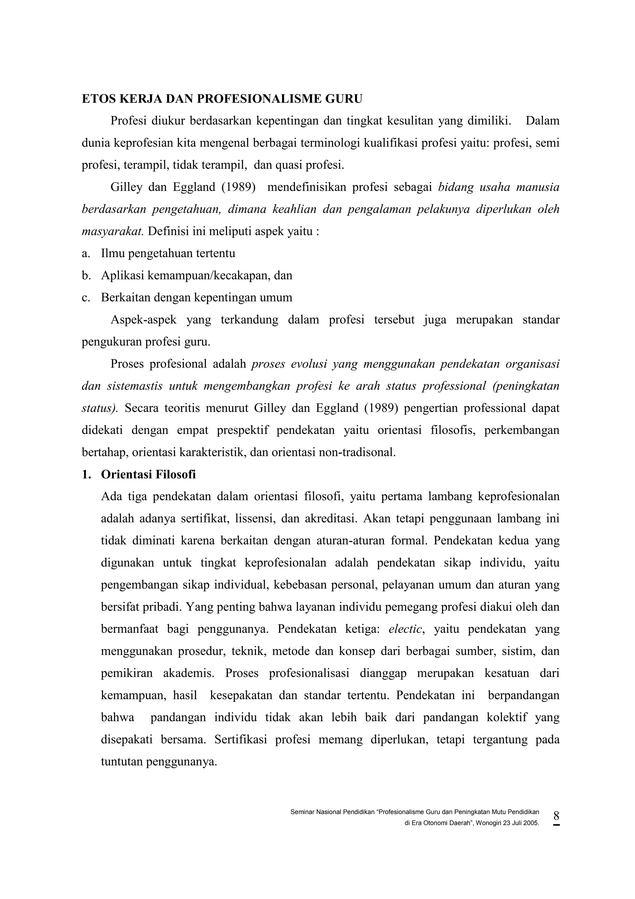 Profesional guru dalam peningkatan mutu kependidikan | PDF