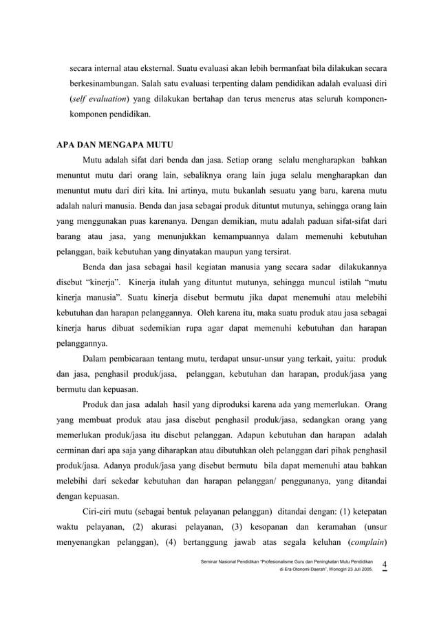 Profesional guru dalam peningkatan mutu kependidikan | PDF