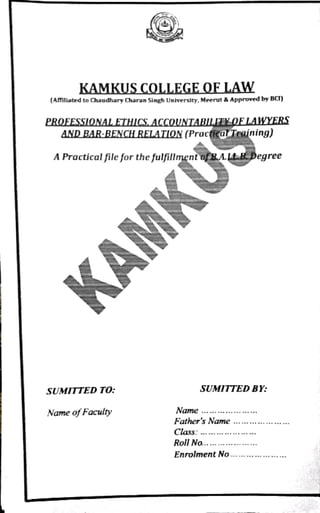 B.COM.L.L.B/BALLB/LLB LAW PROFESSIONAL ETHICS PROJECT FILE IN HIND | PDF