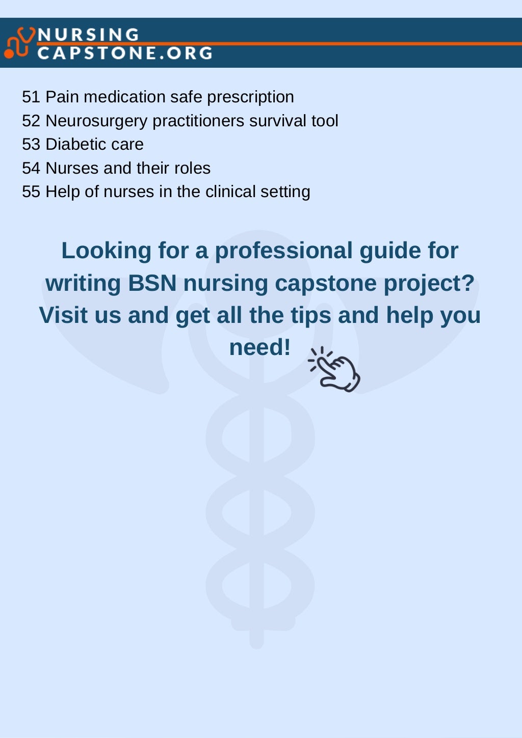Professional BSN Nursing Capstone Project Ideas