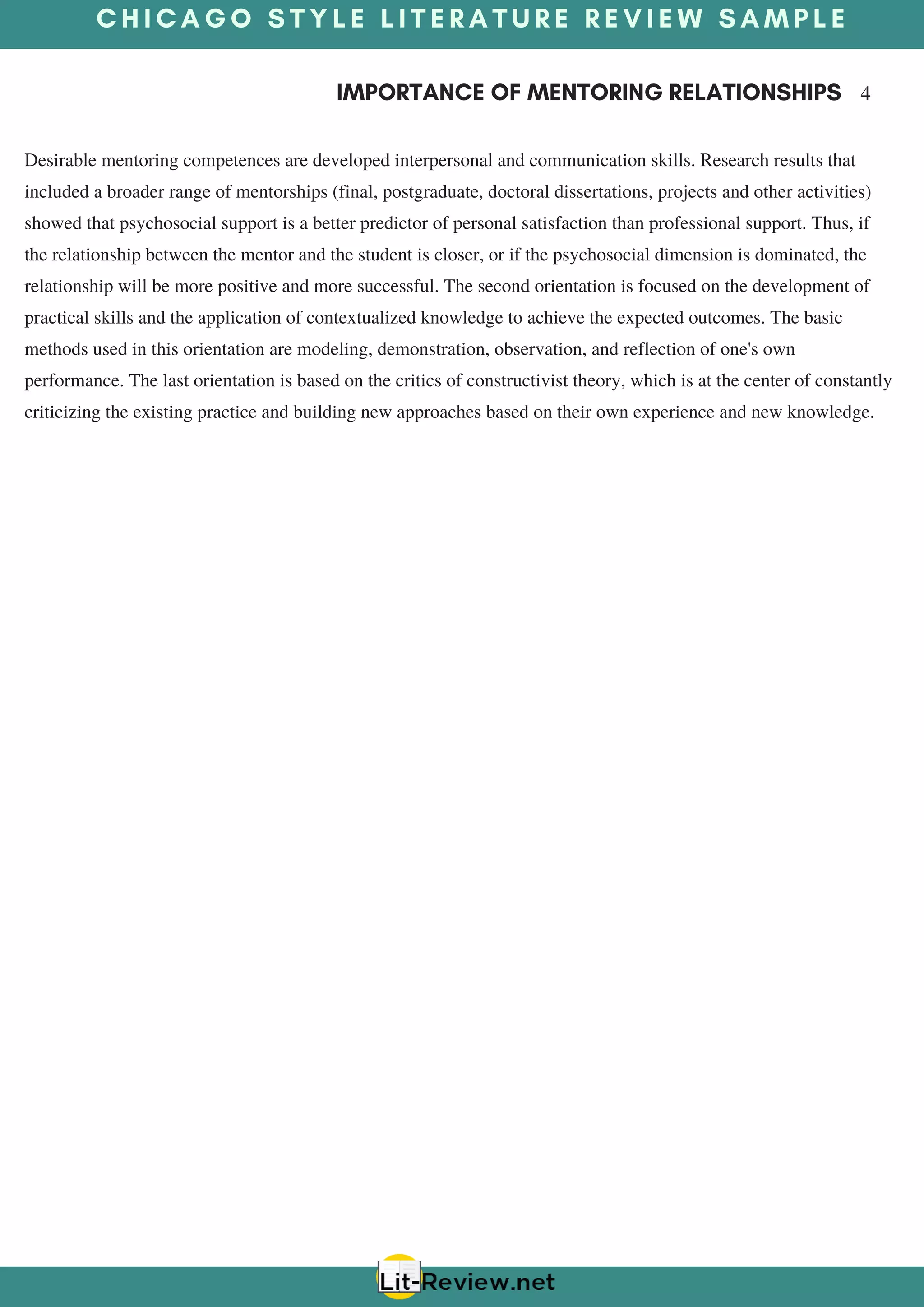 Professional Chicago Style Literature Review Sample | PDF