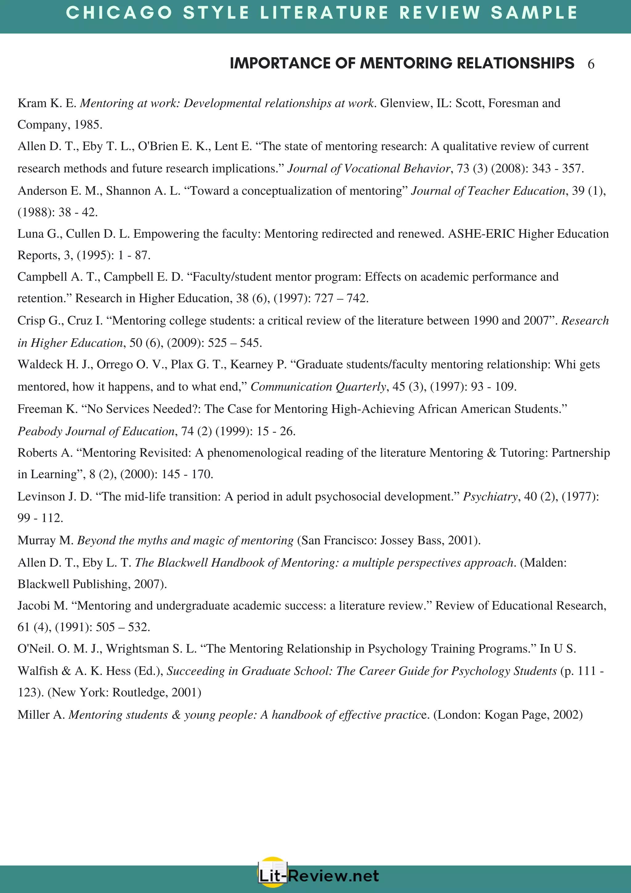 Professional Chicago Style Literature Review Sample | PDF