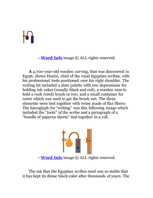 Professional egyptian scribe story, part 2 of 2 (scribe tools and ...