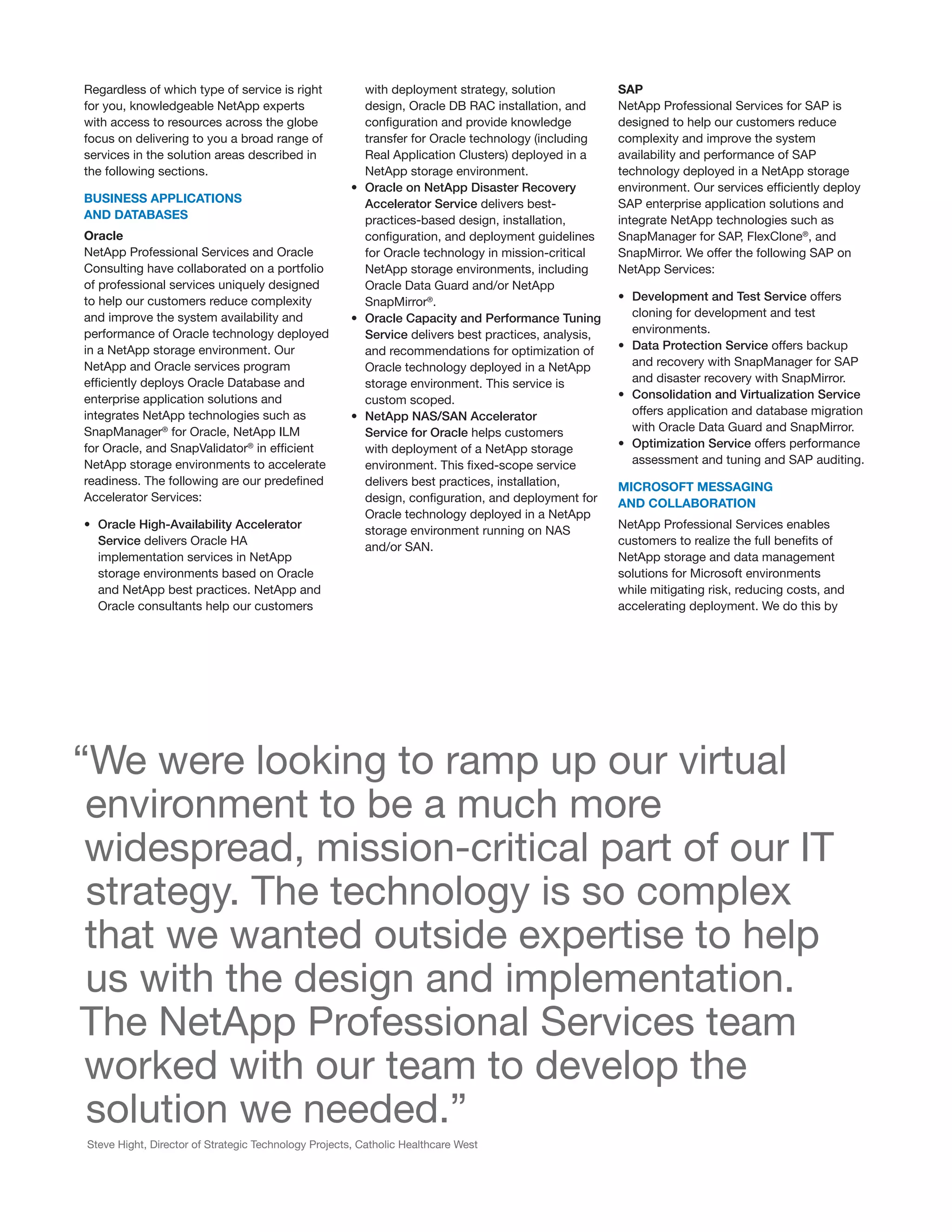 NetApp Professional Services Brochure | PDF