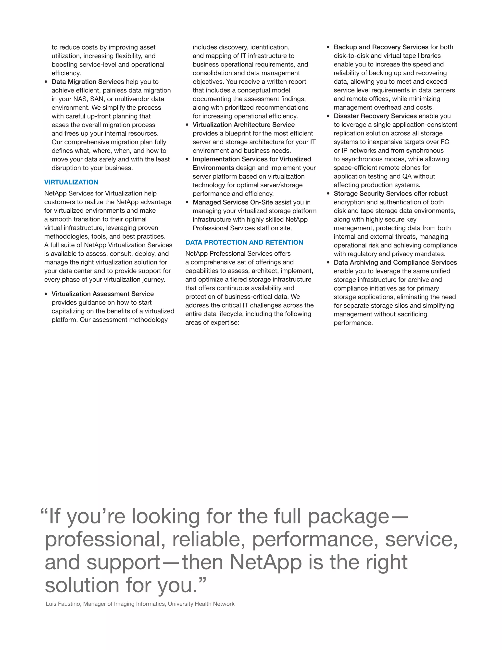 NetApp Professional Services Brochure | PDF
