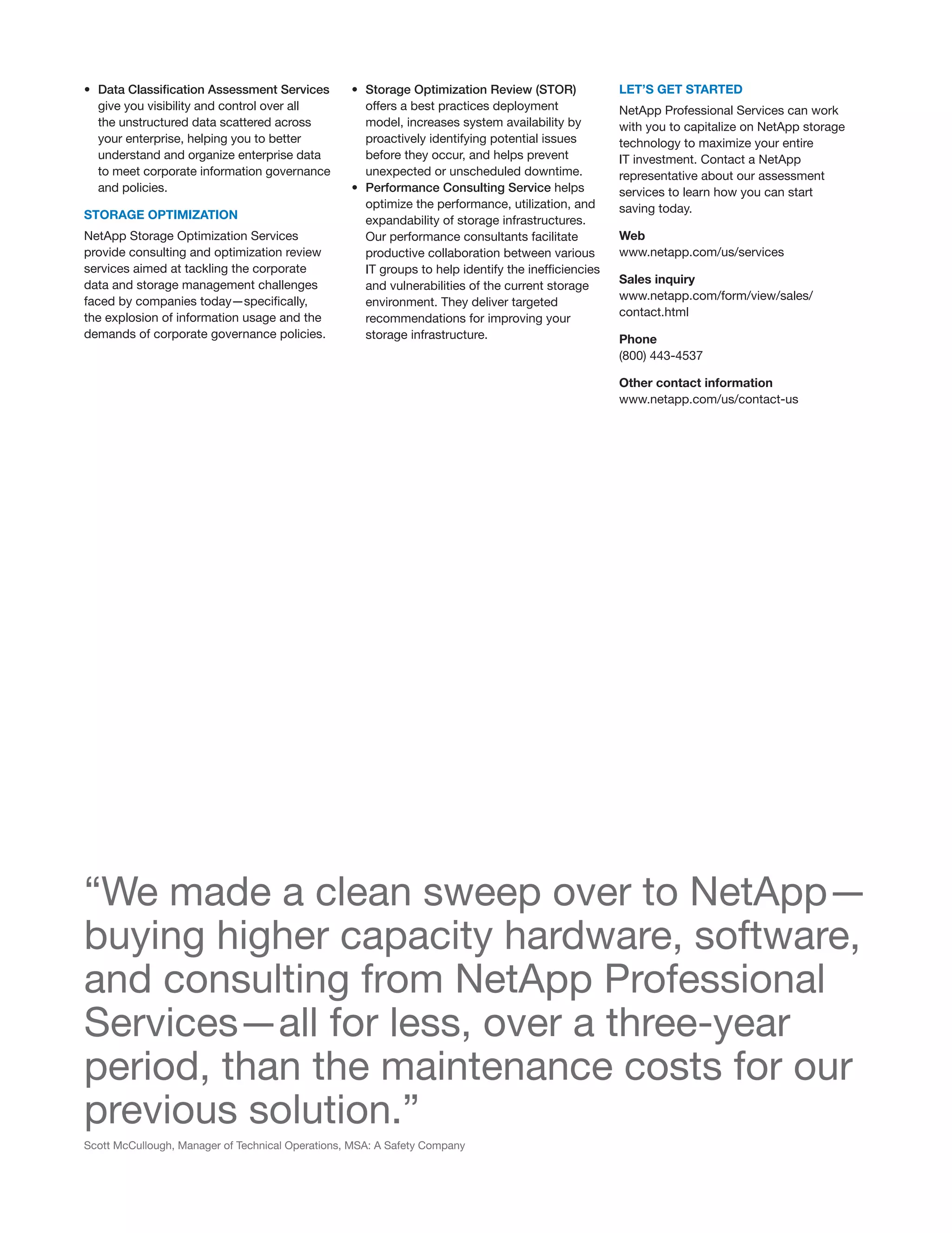 NetApp Professional Services Brochure | PDF