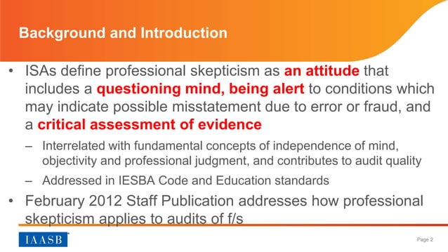 Professional Skepticism | PPTX | Business | Business and Finance