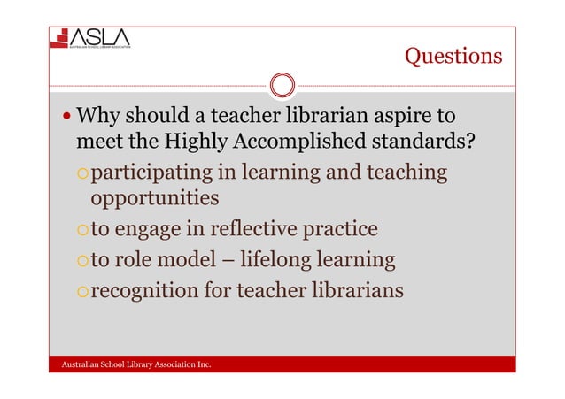 Australia Professional Standards for Teachers: Teacher Librarian ...