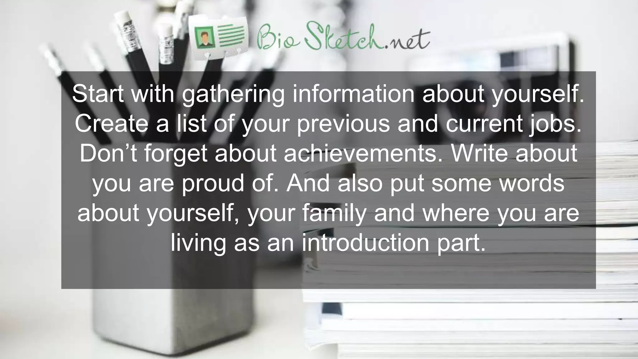 Professional Biosketch Examples For Everyone | PPTX