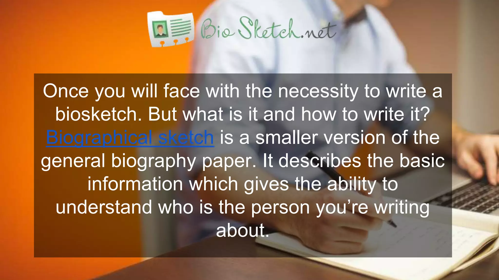 Professional Biosketch Examples For Everyone | PPTX | Drawing and ...