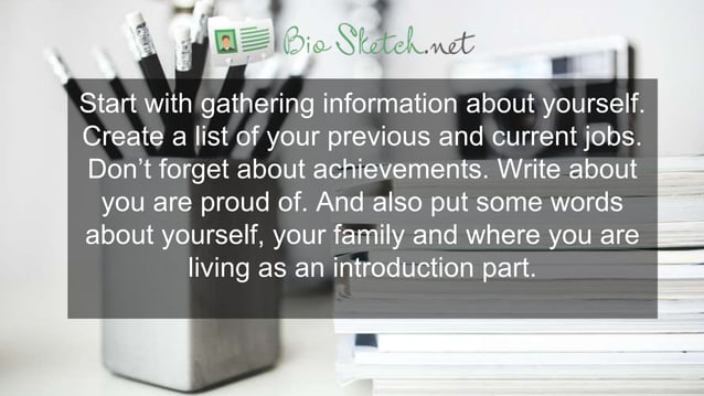 Professional Biosketch Examples For Everyone | PPTX | Drawing and ...