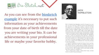 Professional Biosketch Examples For Everyone | PPTX