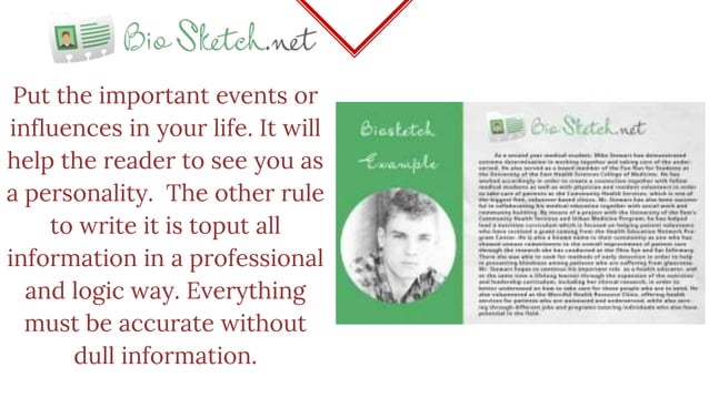 Professional Biosketch Examples For Everyone | PPTX | Drawing and ...