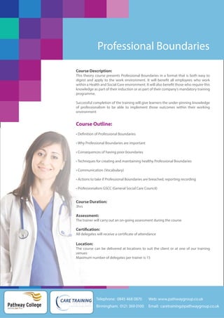 Professional Boundaries Training Courses/Health and Social Care ...