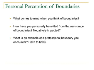 Professional Boundaries.pptx on etichs and mental health nursing | PPT